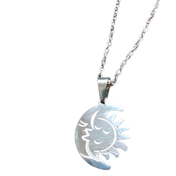 Jewelry | Women Necklaces Moon Sun Face Pendant Stainless Steel Silver ...